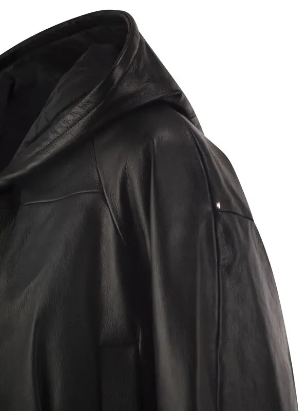 Sportmax Spxkabala Cropped Leather Hooded Jacket