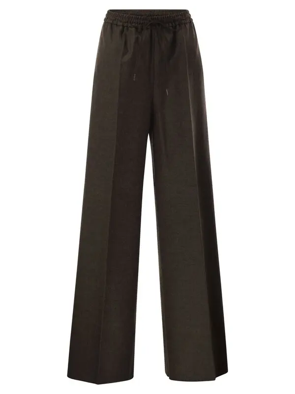 Max Mara Mxspantone Pure Virgin Wool Drawstring Trousers - Brown
