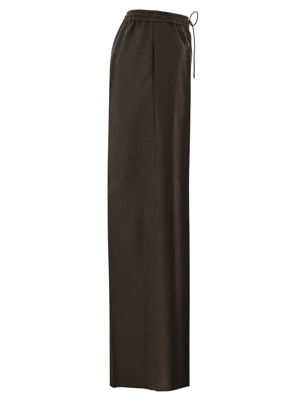 Max Mara Mxspantone Pure Virgin Wool Drawstring Trousers - Brown