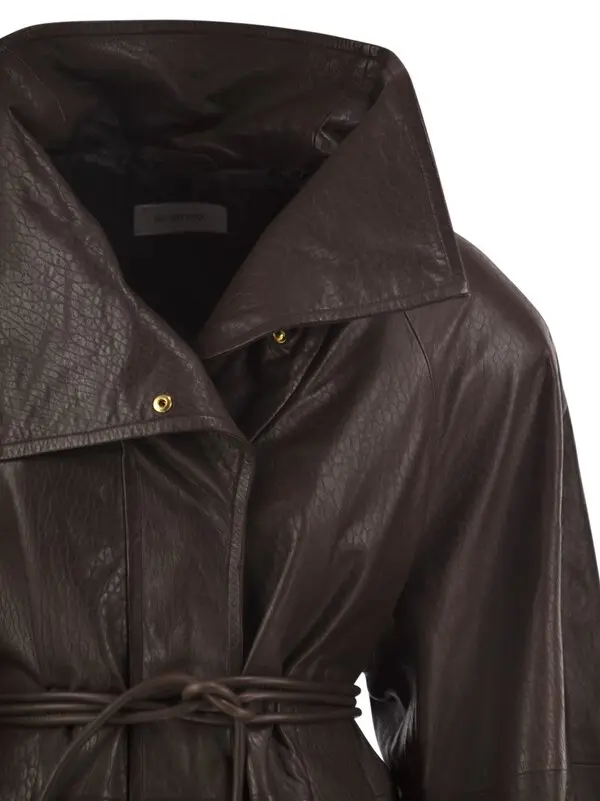 Sportmax Spsalaggio Lamb Leather Jacket With High Neck And Belt