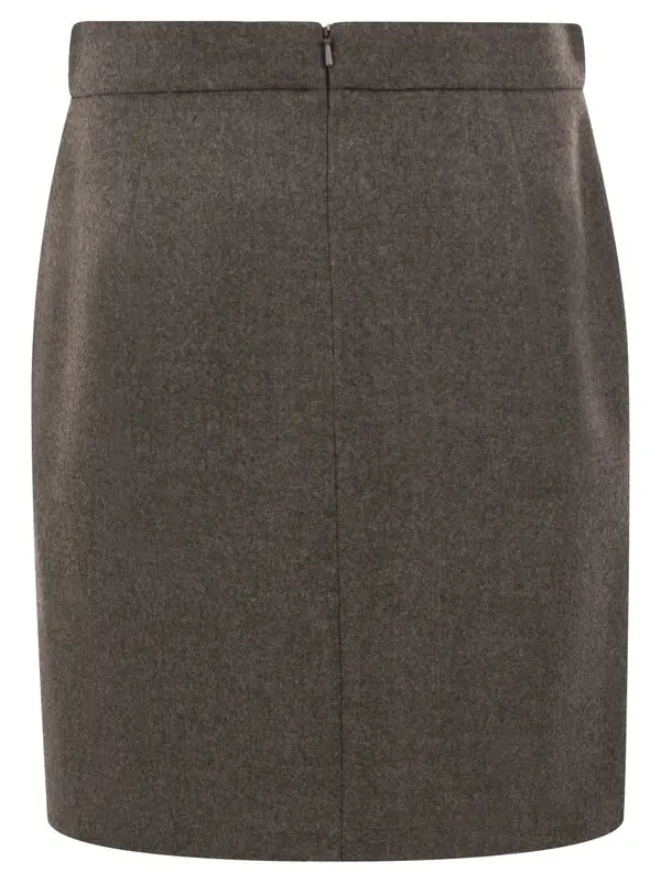 Max Mara Mxsacinoso Pure Virgin Wool Pencil Skirt - Brown