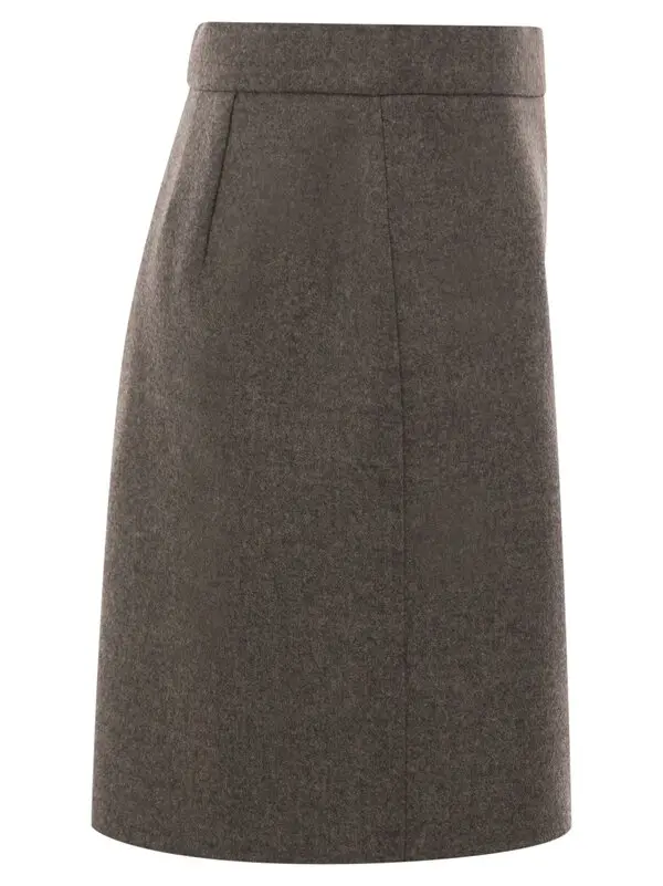 Max Mara Mxsacinoso Pure Virgin Wool Pencil Skirt - Brown