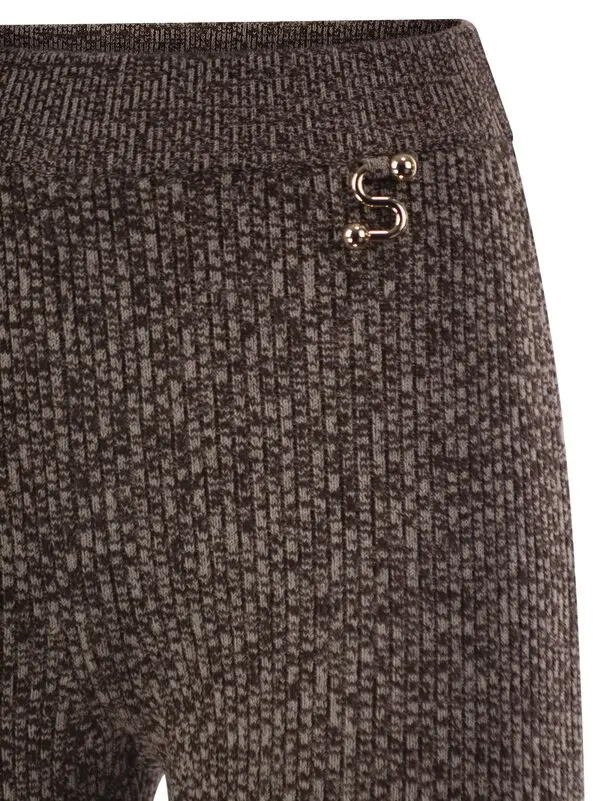 Sportmax Spxvelo Virgin Wool Knitted Flare Trousers - Multicolor