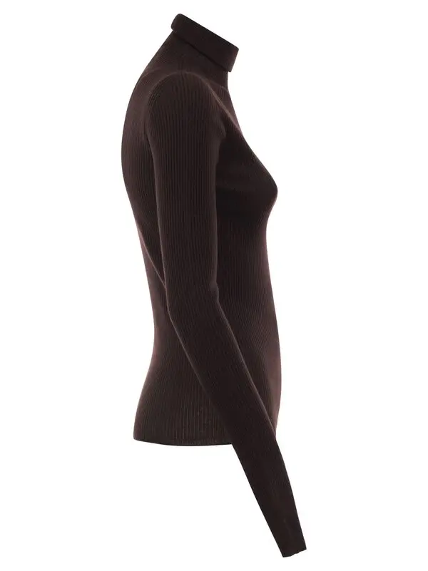 Sportmax Spxcentro Ribbed Virgin Wool Turtleneck Jumper