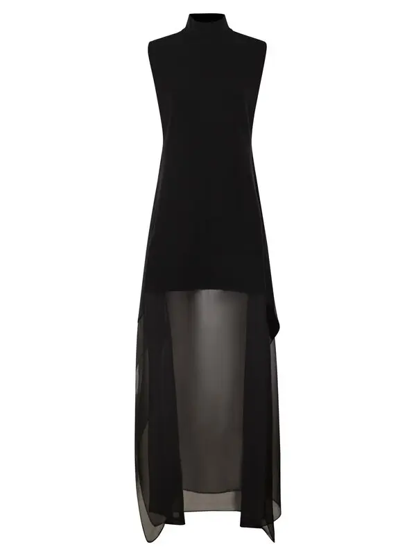 Sportmax Spsotre Long Knitted Dress With Silk Insert - Black