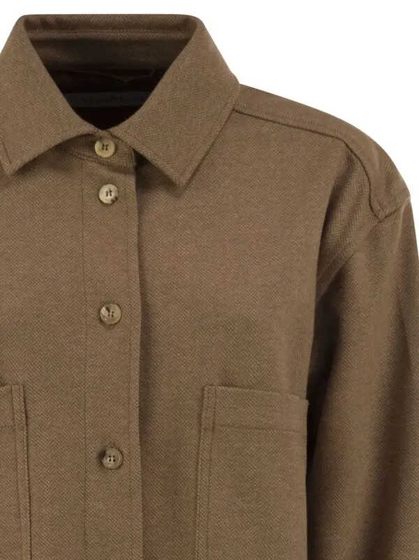 Max Mara Mxmladino Camel And Virgin Wool Overshirt - Brown