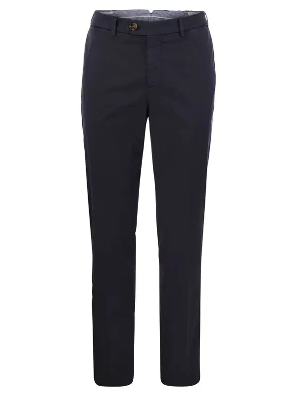 Brunello Cucinelli Italian Fit Cotton Gabardine Trousers - Blue