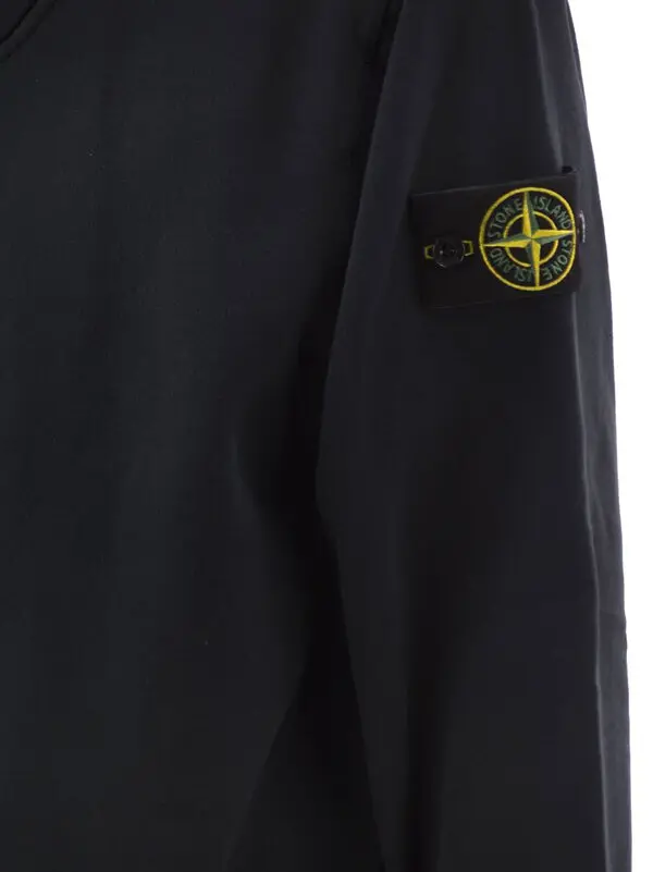 Stone Island Cotton Sweatshirt With High Neck And Half Zip - Blue