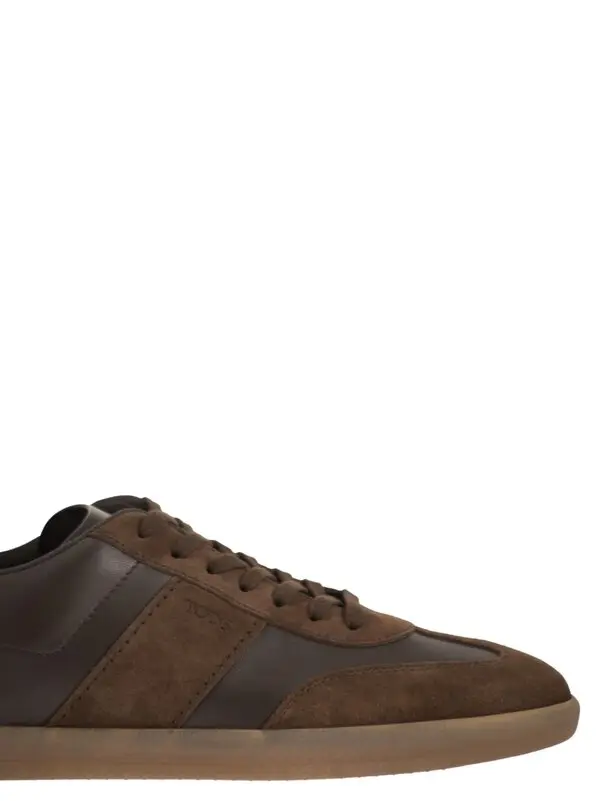 TOD'S Leather And Suede Sneakers With Rubber Sole - Brown