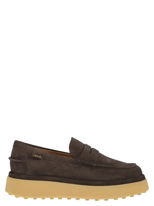 TOD'S Suede Loafers With Maxi Tpu Sole - Brown