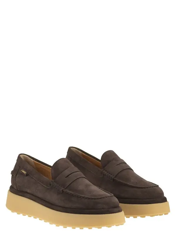 TOD'S Suede Loafers With Maxi Tpu Sole - Brown