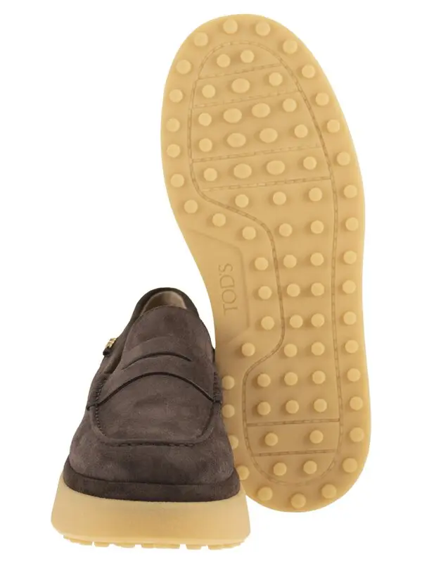 TOD'S Suede Loafers With Maxi Tpu Sole - Brown