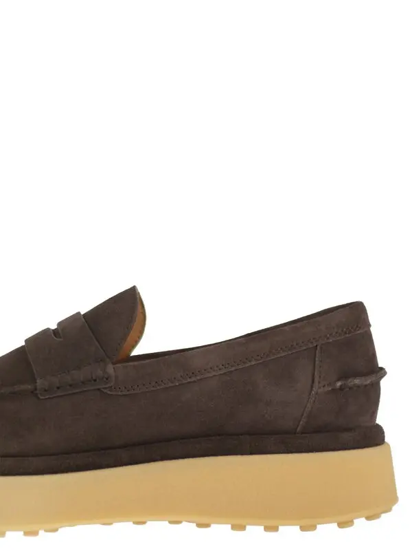TOD'S Suede Loafers With Maxi Tpu Sole - Brown