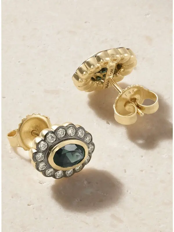MARLO LAZ Ali Stud 14-karat Tourmaline And Diamond Earrings