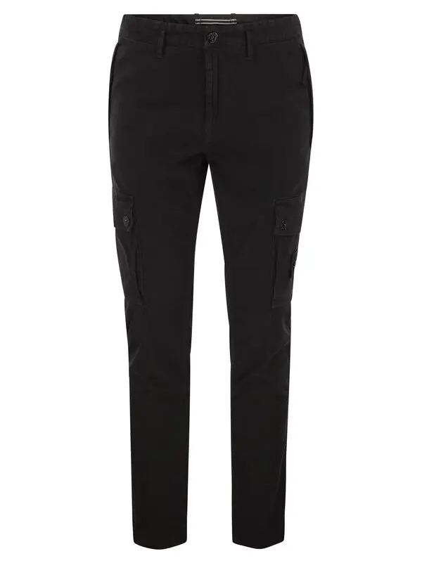 Stone Island Slim-fit Cargo Trousers - Black
