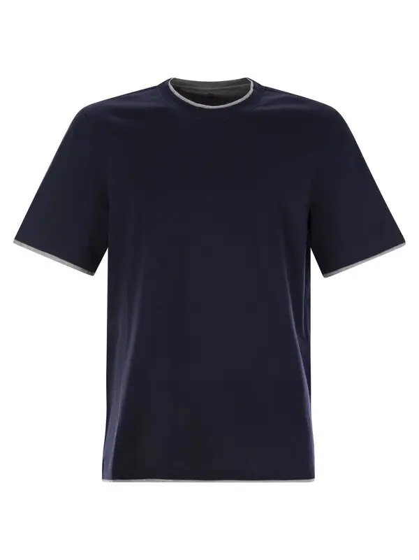 Brunello Cucinelli Slim Fit Crew-neck T-shirt In Lightweight Cotton Jersey - Blue