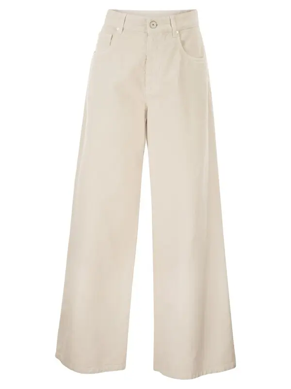 Brunello Cucinelli Relaxed Trousers In Dyed Denim With Jewellery - Multicolor