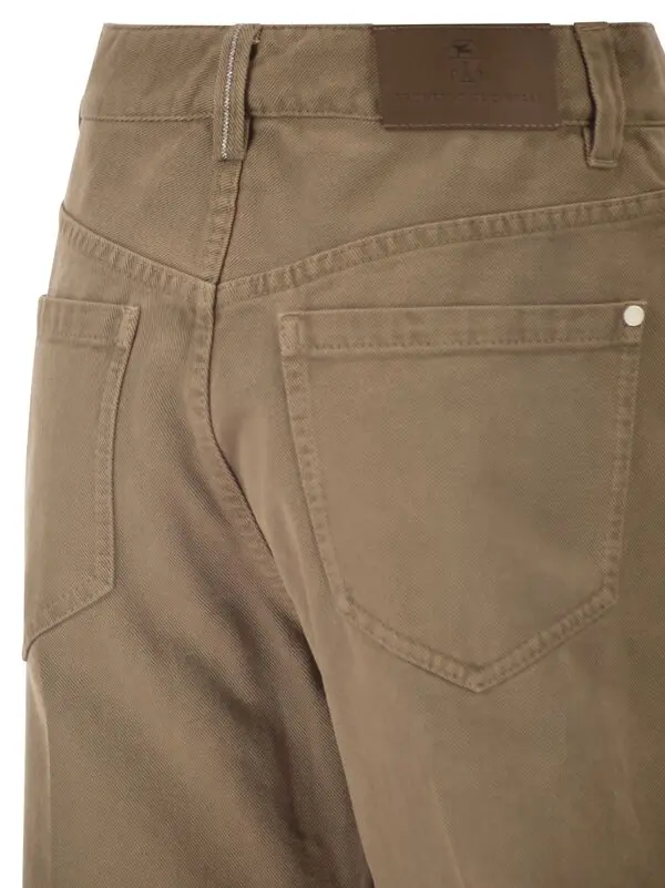 Brunello Cucinelli Contemporary Loose Trousers In Dyed Denim - Brown