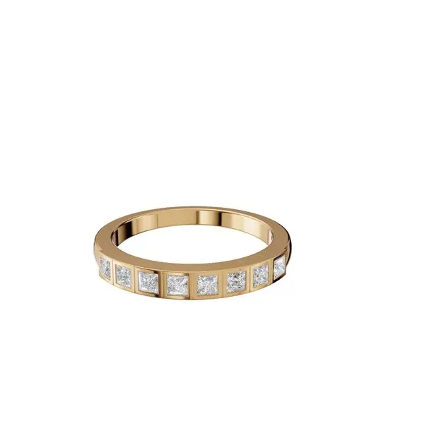AYA FINE JEWELRY Wren Princess Cut Lab Grown Diamond Channel- Set Stacking Band Ring In Gold - Yellow