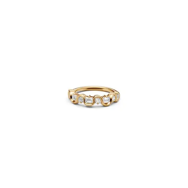 AYA FINE JEWELRY Nova Princess & Emerald Cut Lab Grown Diamond Stackable Band In Gold - Yellow