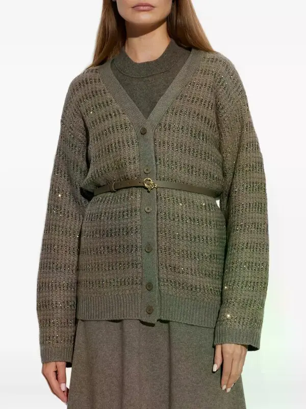 Fabiana Filippi Sequin-embellished Belted Cardigan