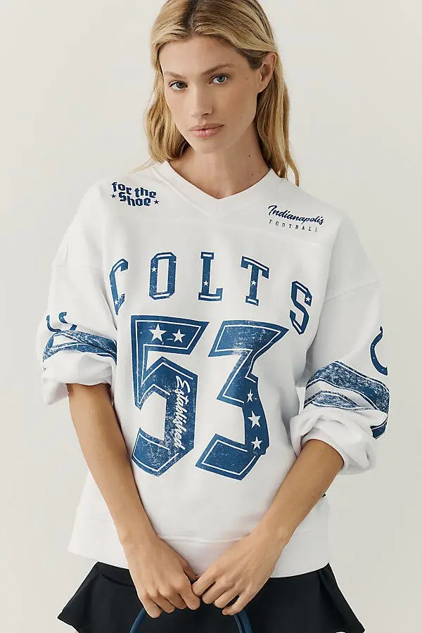 THE WILD COLLECTIVE Nfl 100% Cotton V-neck Pullover