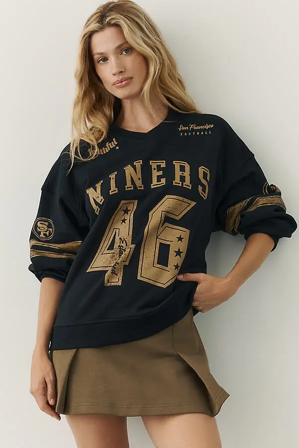 THE WILD COLLECTIVE Nba 100% Cotton V-neck Pullover