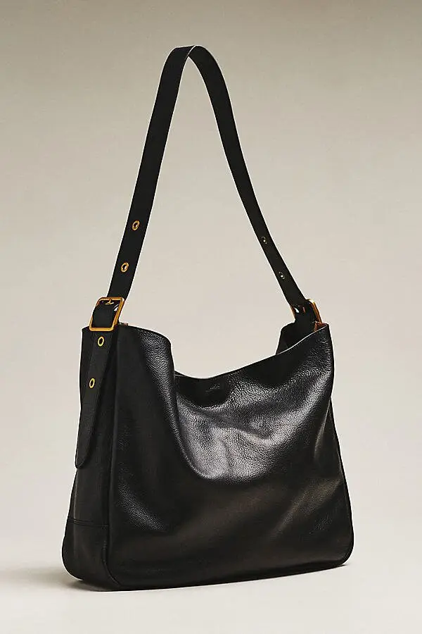 Anthropologie Hatton Leather Large Shoulder Bag - Black