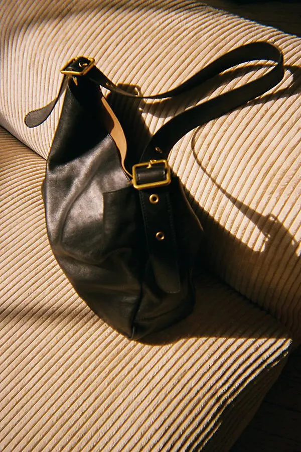 Anthropologie Hatton Leather Large Shoulder Bag - Black