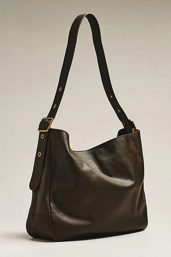 Anthropologie Hatton Leather Large Shoulder Bag - Olive