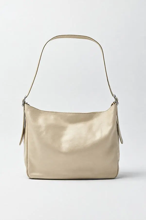 Anthropologie Hatton Leather Large Shoulder Bag - White