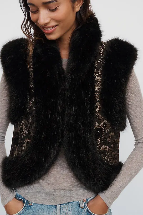 Avec Les Filles Faux Fur Vest Jacket