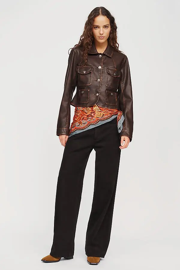 PILCRO Mare Shrunken Faux Leather Jacket