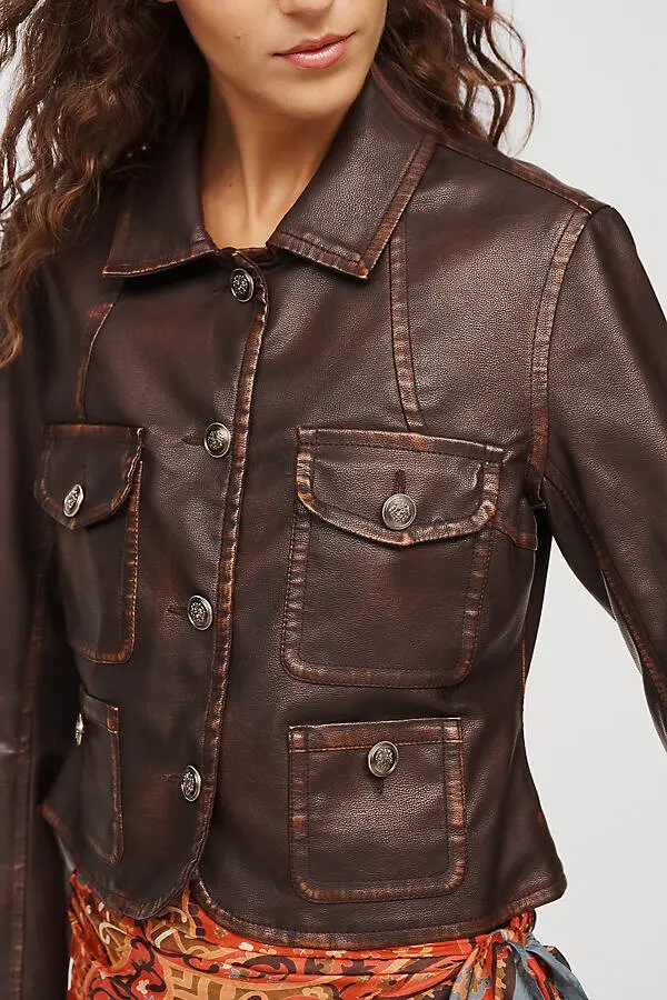 PILCRO Mare Shrunken Faux Leather Jacket