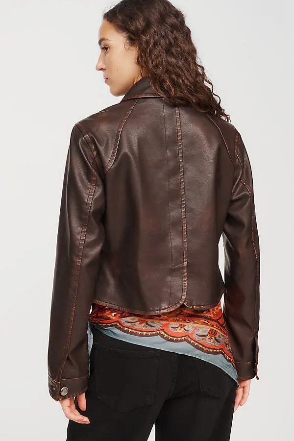 PILCRO Mare Shrunken Faux Leather Jacket