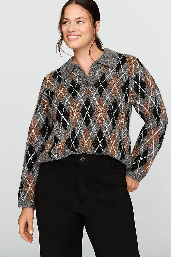 English Factory Plus Argyle Collared Sweater