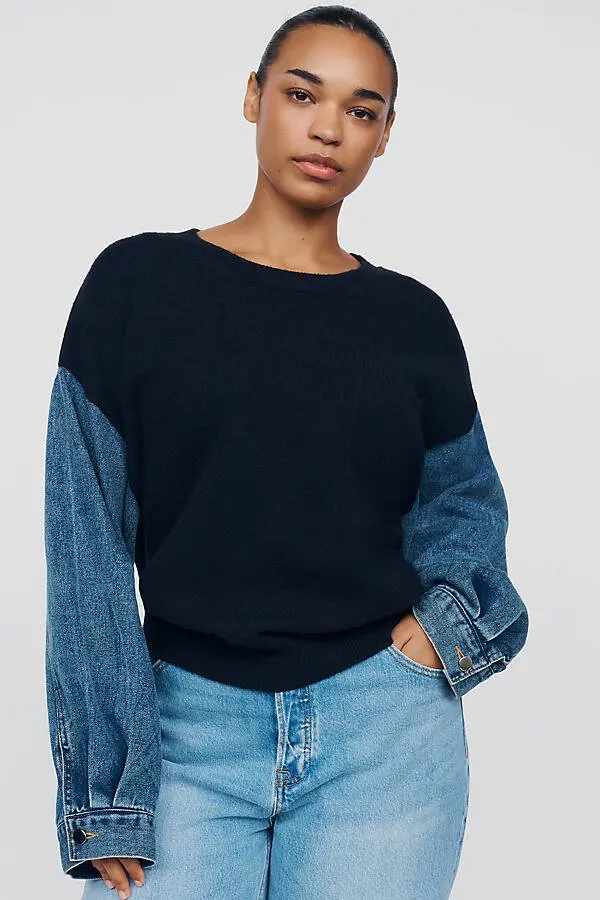 English Factory Plus Denim Twofer Sweatshirt