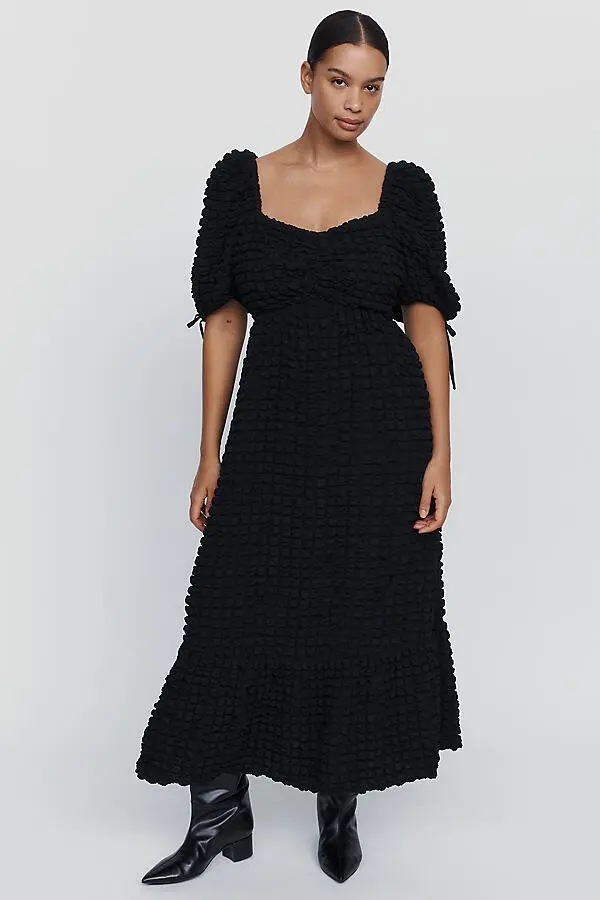 English Factory Plus Puff Sleeve Midi Dress