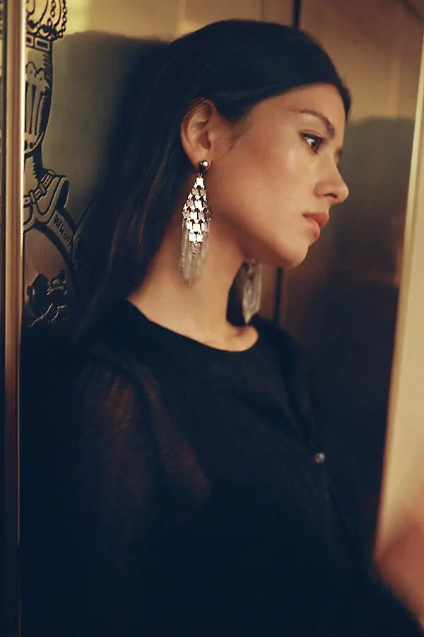 Anthropologie Chamail Drop Earrgs - Silver