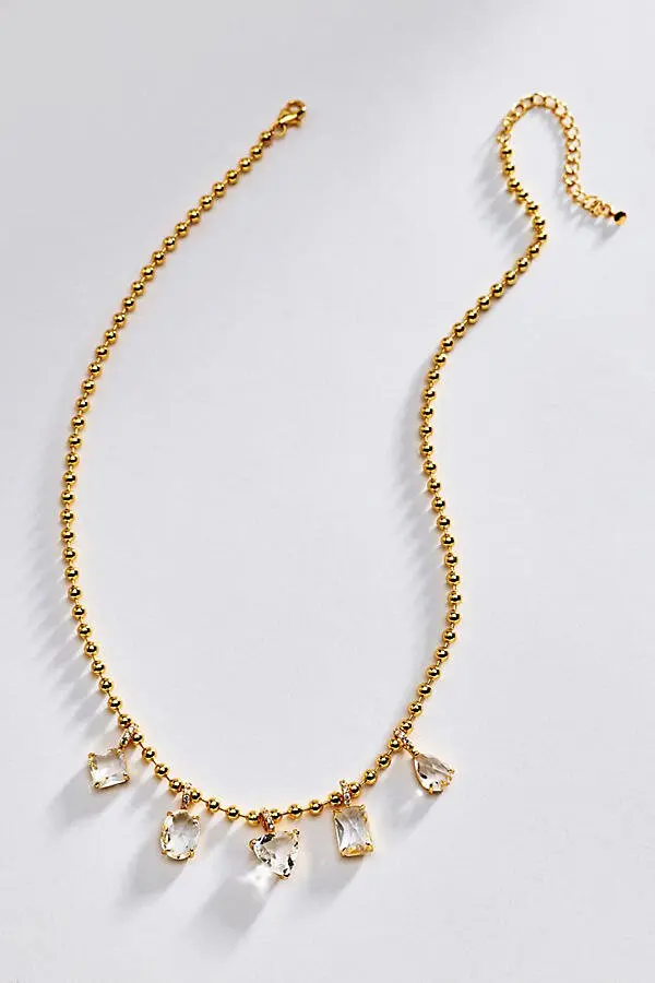 Anthropologie Mixed Stone Necklace - Clear