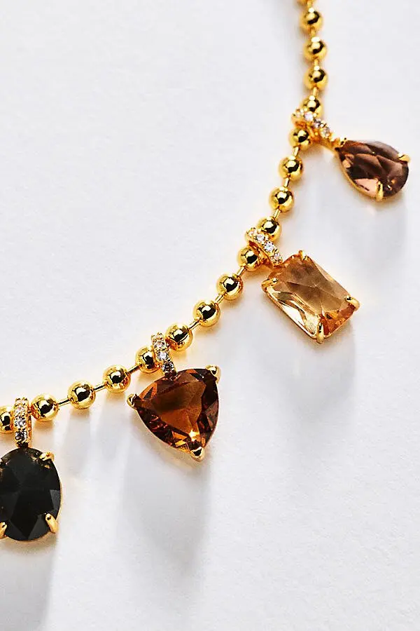 Anthropologie Mixed Stone Necklace - Neutral Pattern