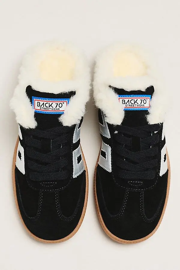 BACK 70 Easter Sherpa Fleece Mule Sneakers - Black
