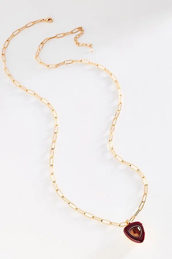 Anthropologie Enamel Pendant Necklace - Brown