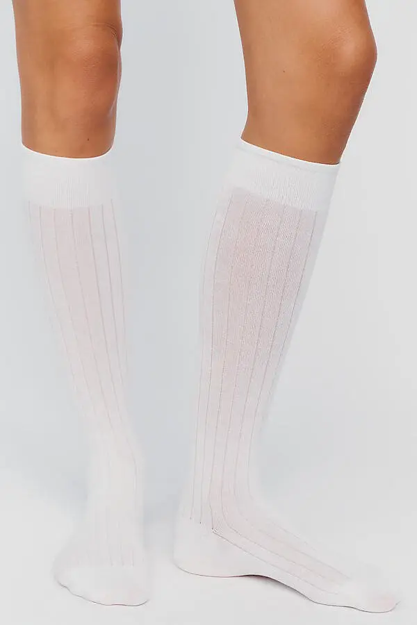 Anthropologie Ribbed Knee High Socks - White