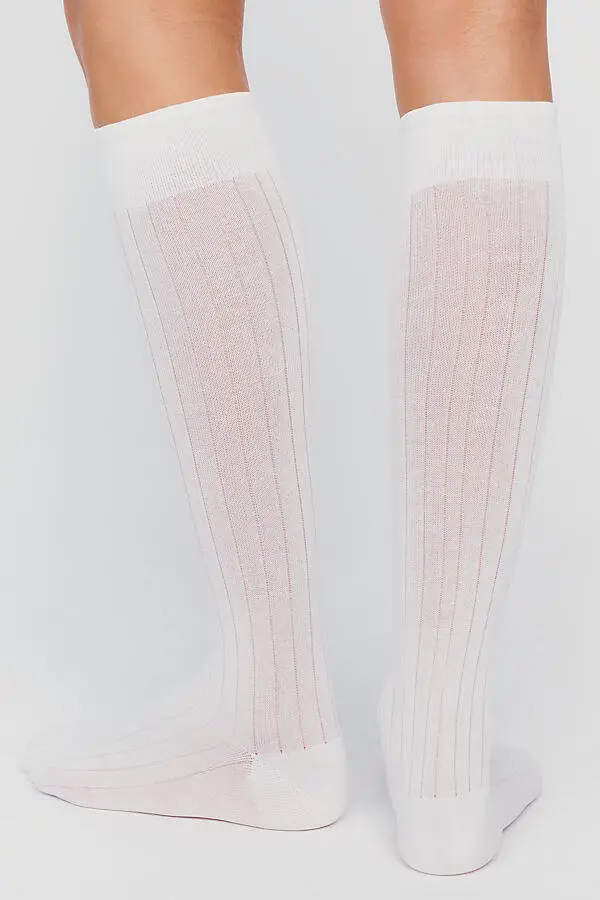 Anthropologie Ribbed Knee High Socks - White
