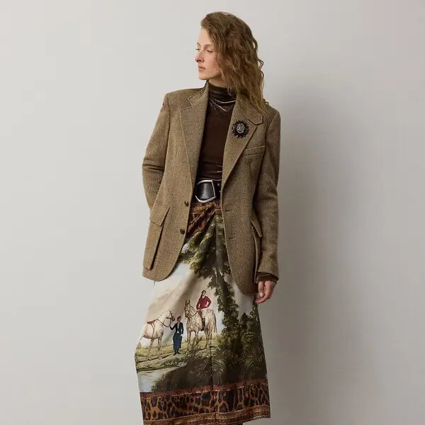 Ralph Lauren Debbie Scenic-print Silk Twill Skirt