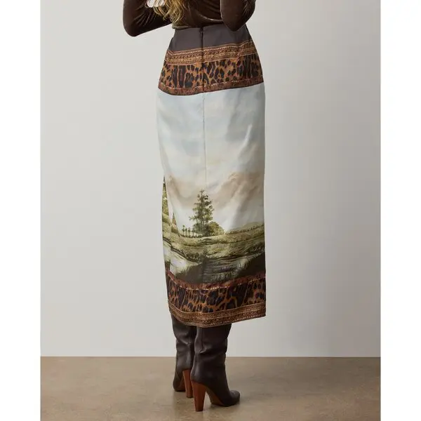 Ralph Lauren Debbie Scenic-print Silk Twill Skirt