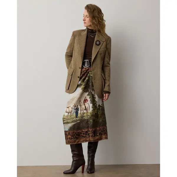 Ralph Lauren Debbie Scenic-print Silk Twill Skirt