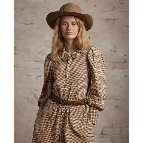 Ralph Lauren Belted Checked Cotton Dress