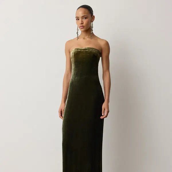 Ralph Lauren Farley Velvet Evening Dress - Fern